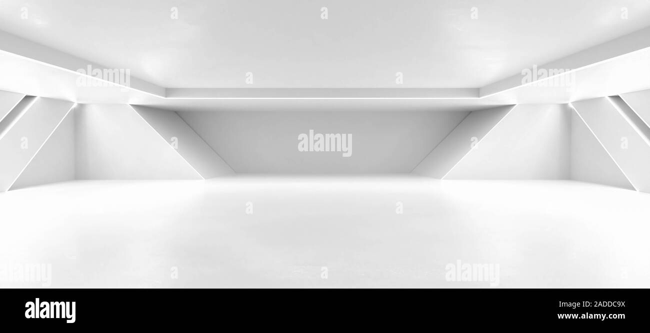 abstract white background architexture warehouse hall 3d render ...