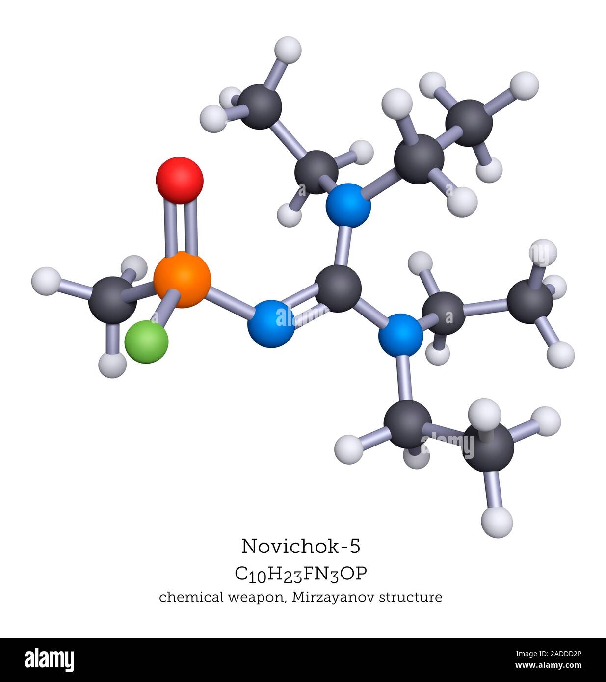 Novichok-5 nerve agent, molecular model. Novichok (Russian: 'newcomer ...
