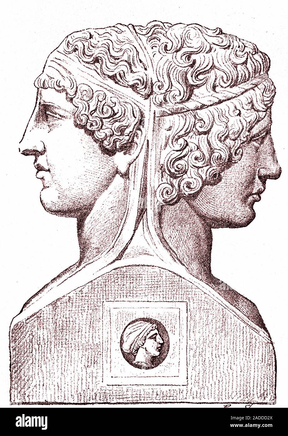 Sappho (c.630 BC–c.570 BC), Ancient Greek poet. Shown here in the form ...