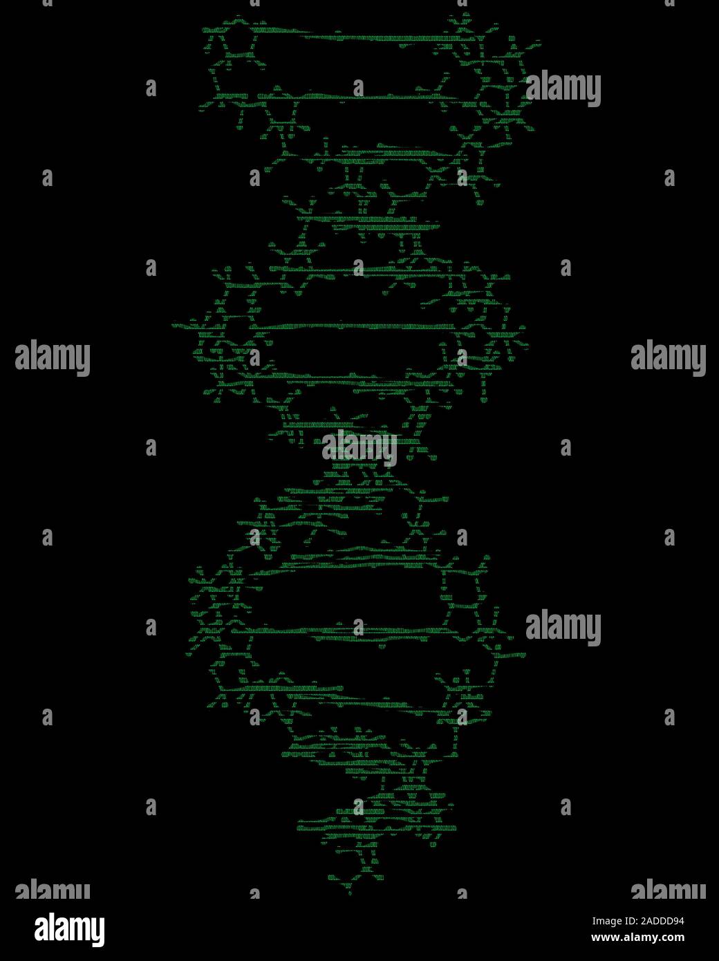 DNA storage, conceptual image. Computer illustration of a strand of DNA ...