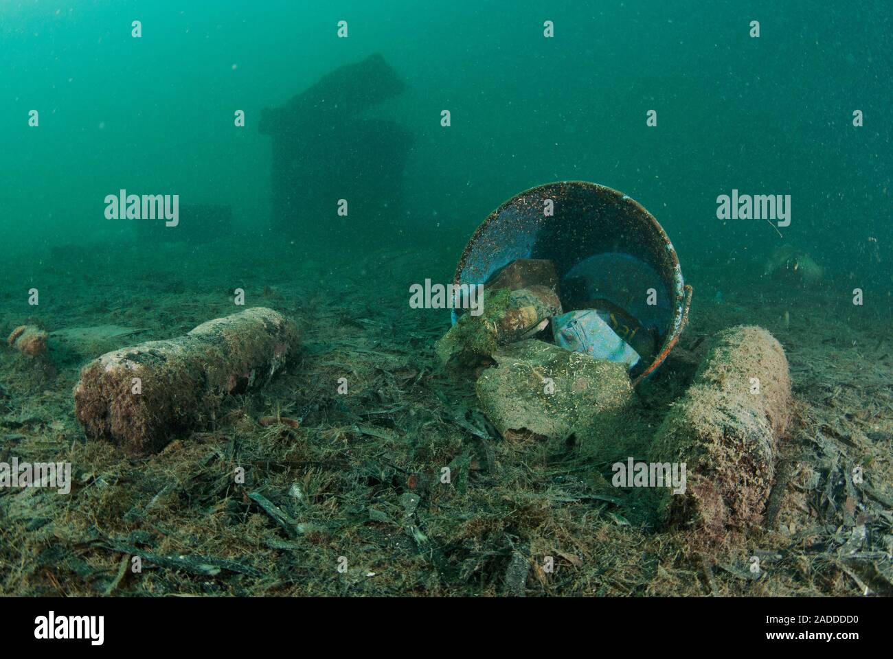 Marine waste polluting the seabed. Rubbish that is not biodegradable ...