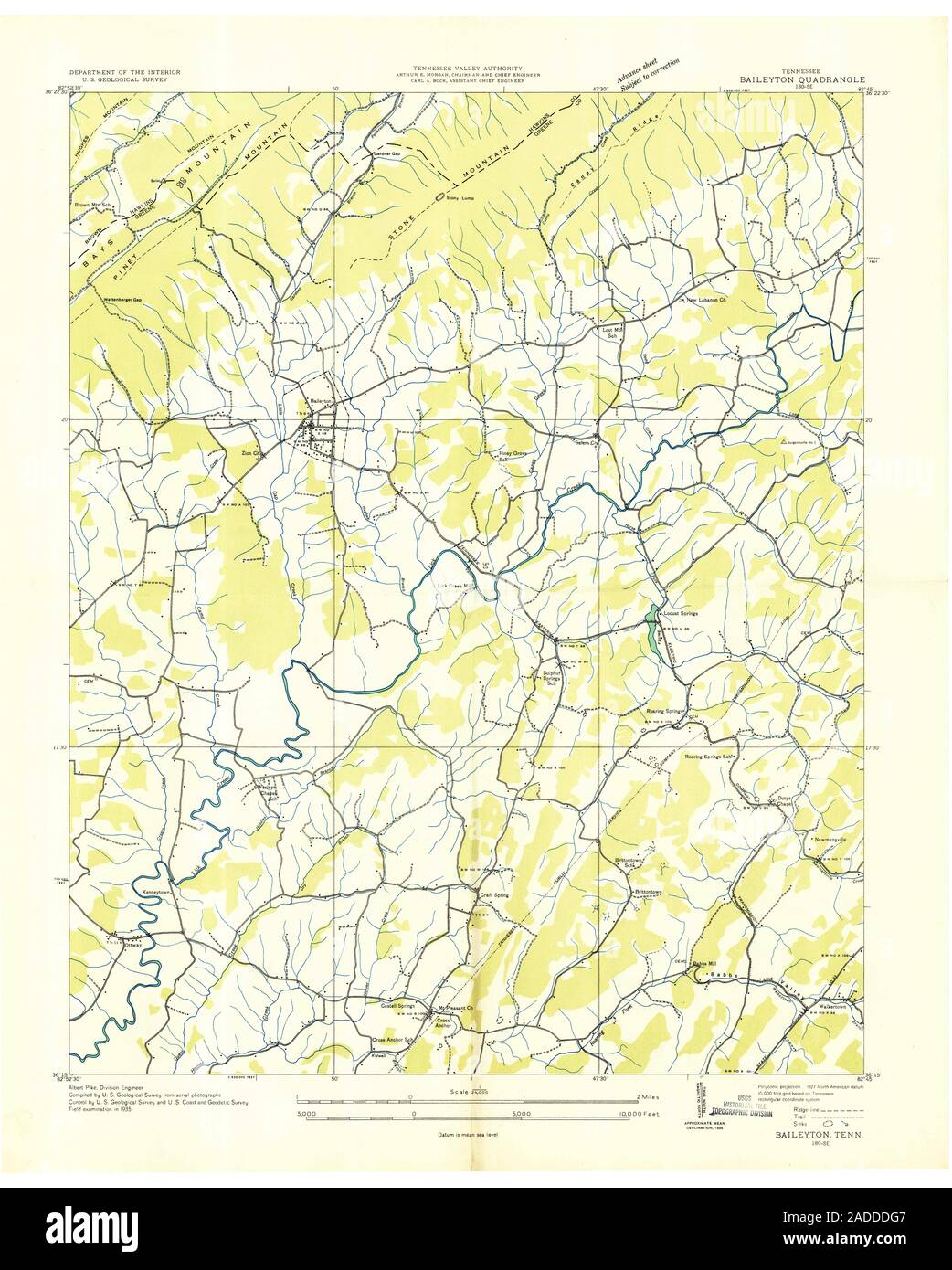 USGS TOPO Map Tennessee TN Baileyton 143653 1935 24000 Restoration ...
