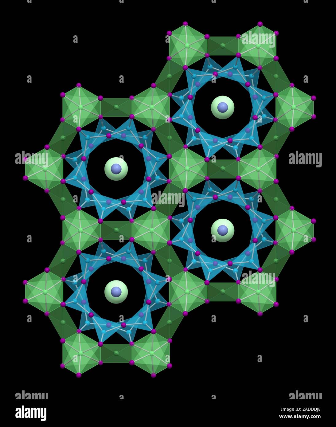Structural symmetry of an emerald, illustration. Emerald is a variety ...