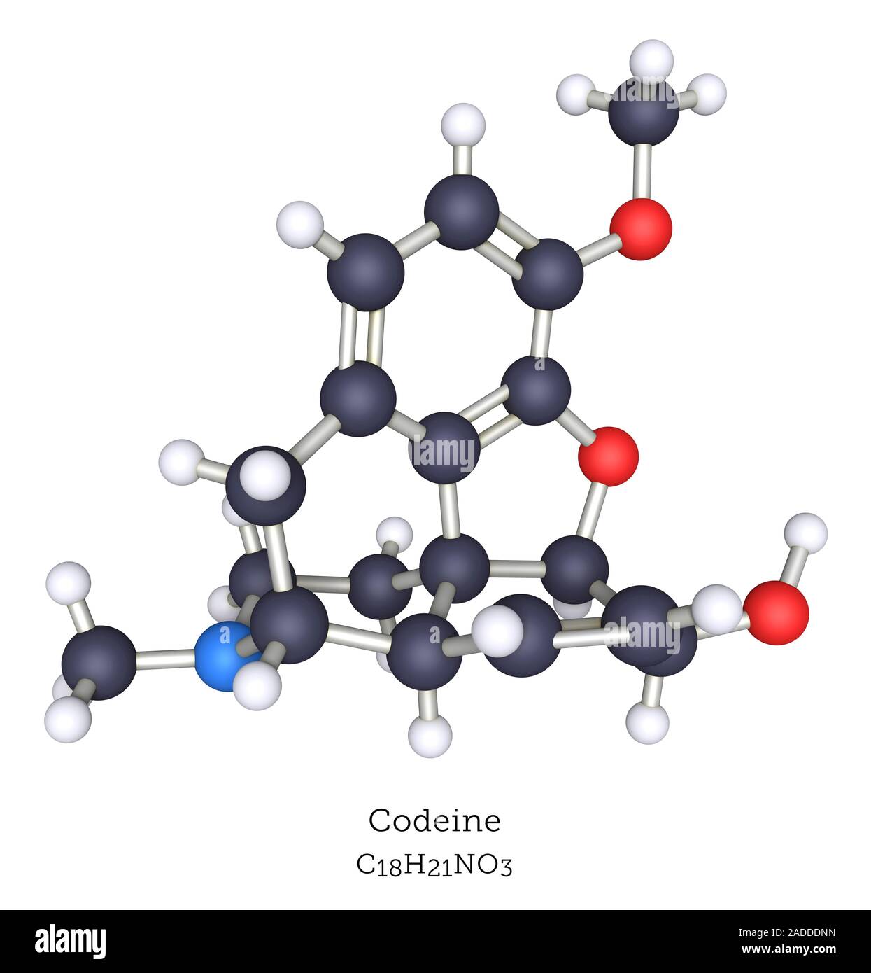 Codeine opioid molecule. Codeine is used to treat moderate pain ...
