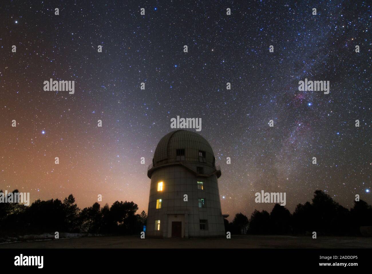 Night sky over Yunnan Astronomical Observatory, Yunnan, China. This ...