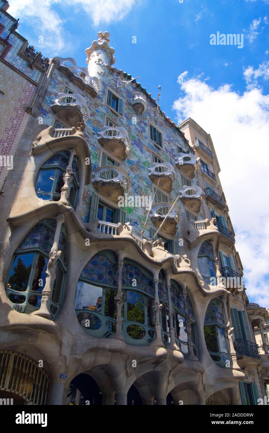 The facade of the building in Barcelona, Spain, known as Casa Batllo ...