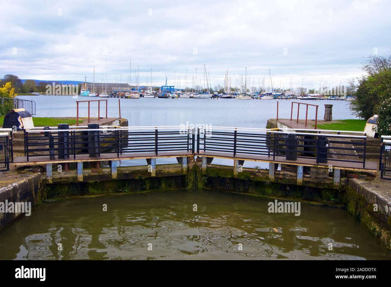 Lock gates on the Lancaster Canal at Glasson Basin near Glasson Dock ...