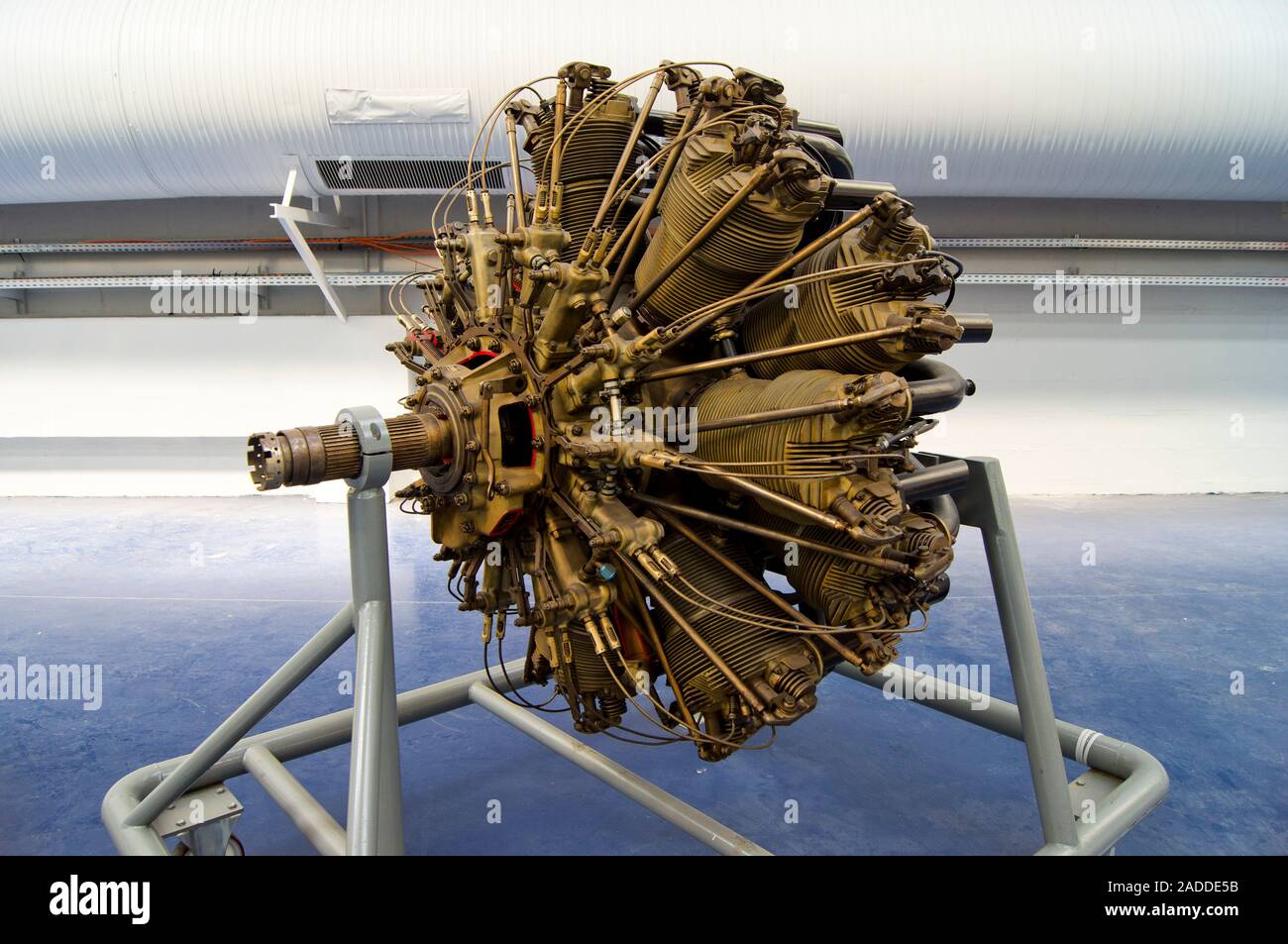 A vintage aircraft piston engine on display at the air and space museum ...