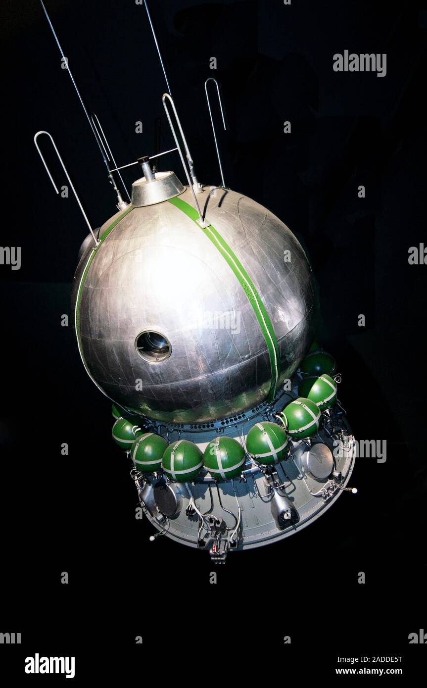 A Vostok 1 engineering model on display at the air and space museum in ...