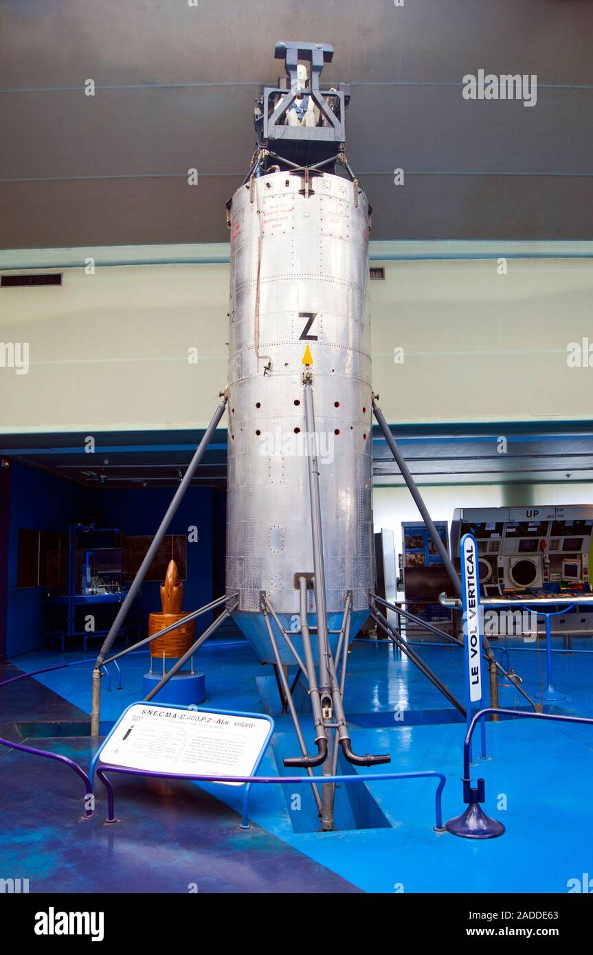 A vertical flight test rig at the air and space museum at Le Bourget ...