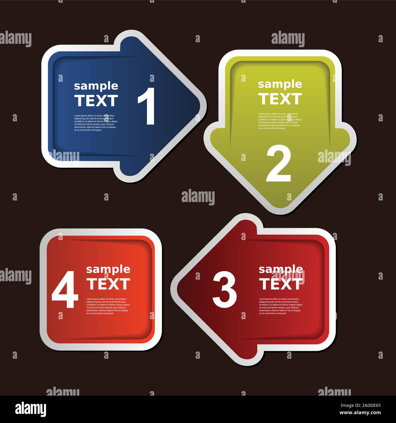 Set of Colorful Numbered Next Step Arrow Box Designs - Illustration in ...