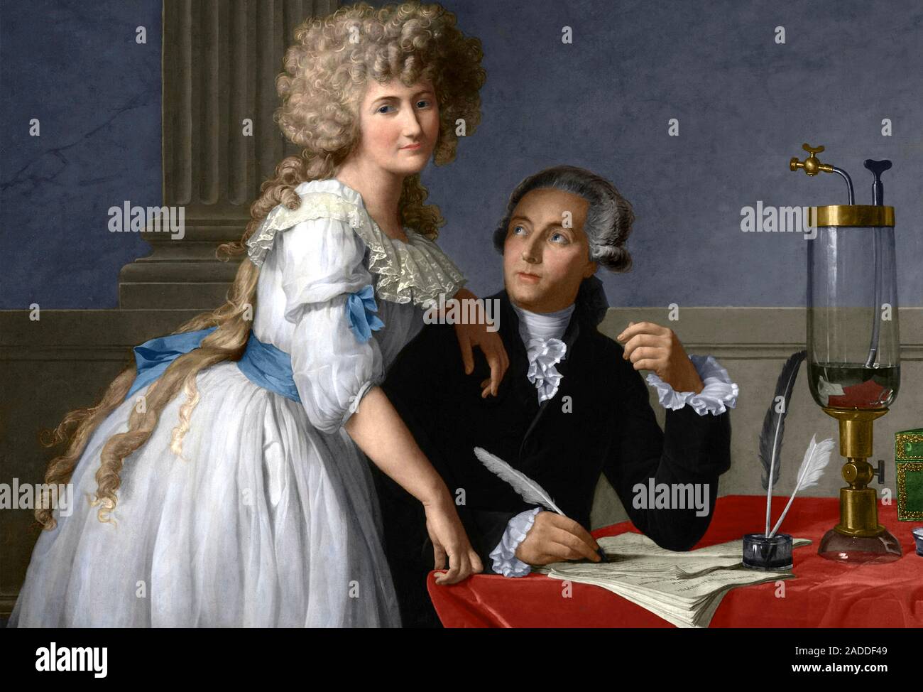 French chemist Antoine Lavoisier (1743-1794) with his wife Marie ...