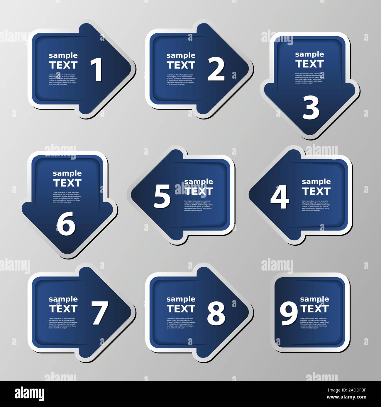 Set of Blue Numbered Next Step Arrow Box Designs - Illustration in ...