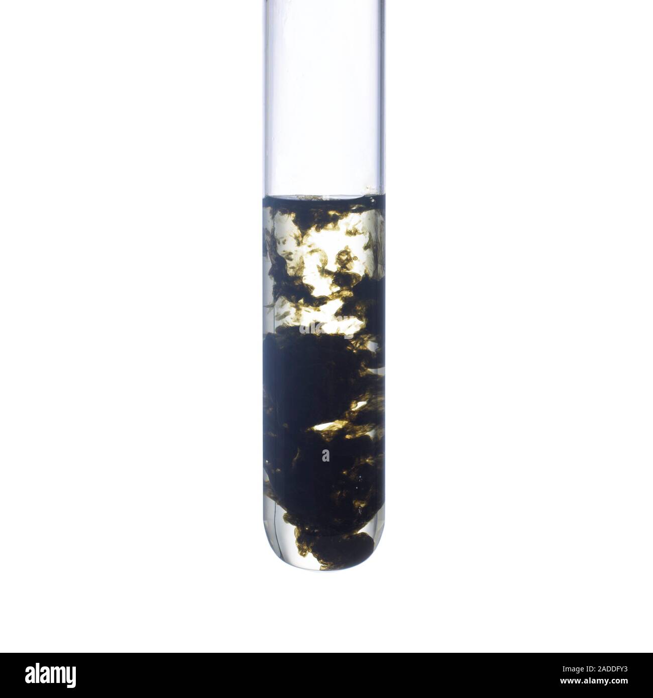 Iron (II) hydroxide precipitation. Test tube containing sodium ...