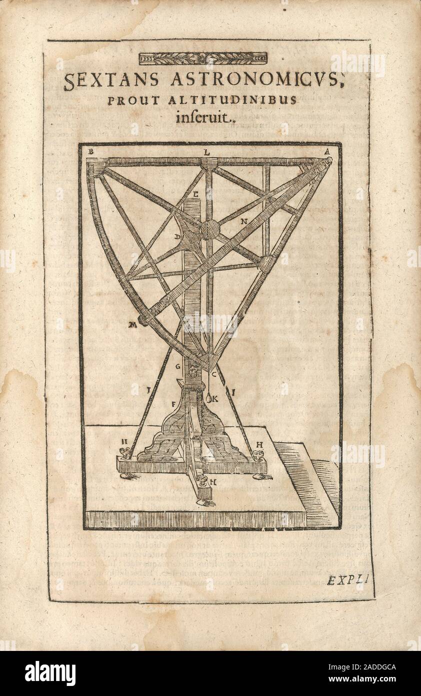Illustration of an astronomical sextant from Tycho Brahe's observatory at Uraniborg, Hven ...