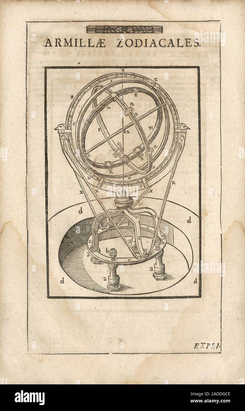 Illustration of a zodiacal armillary instrument from Tycho Brahe's ...