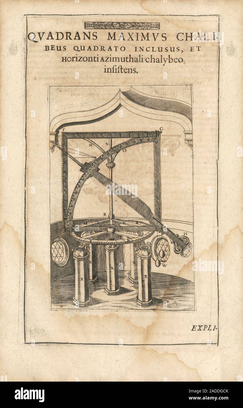 Illustration of the great steel quadrant from Tycho Brahe's observatory ...