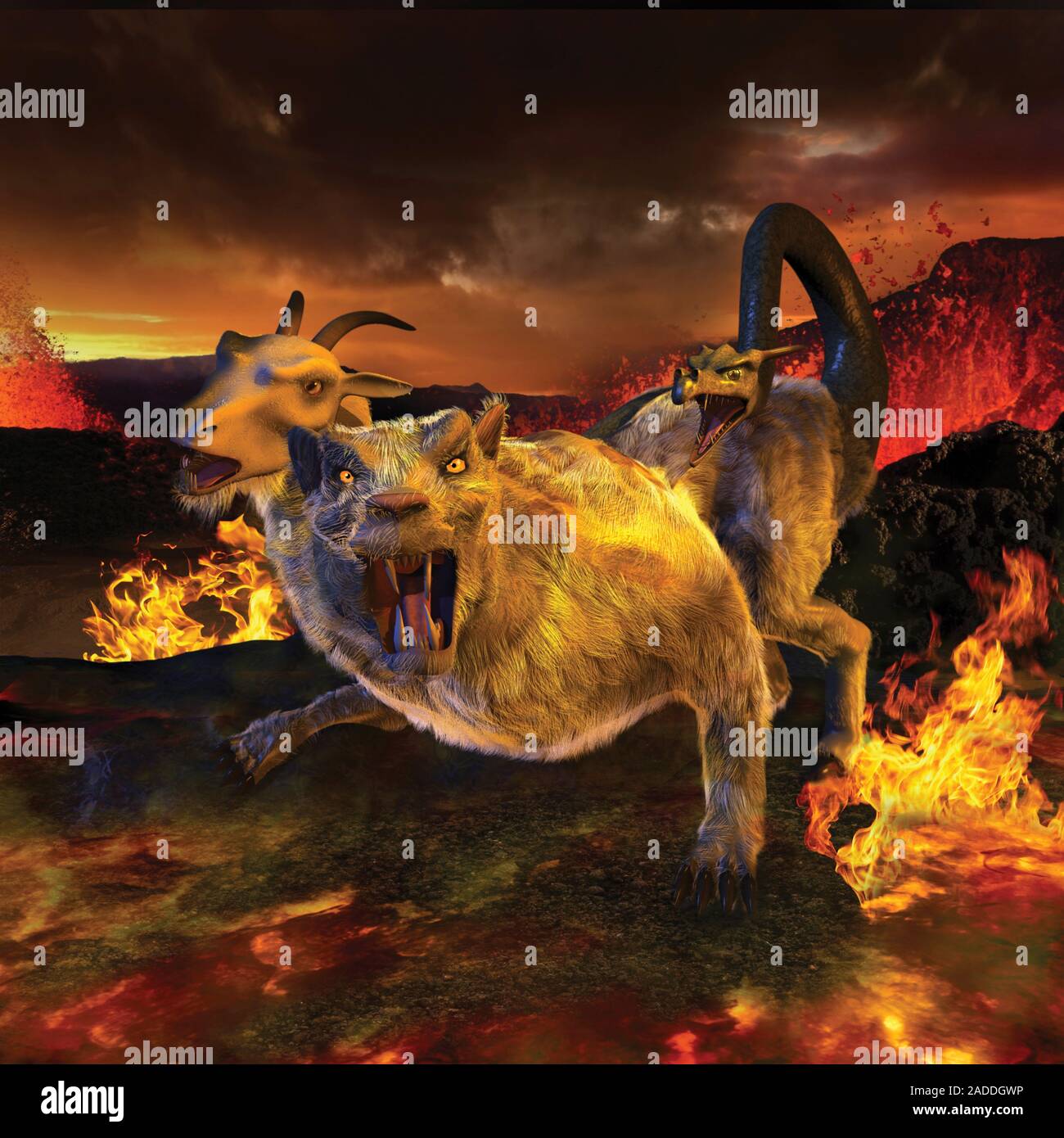 Chimera, illustration. In Greek mythology the Chimera was a fire ...