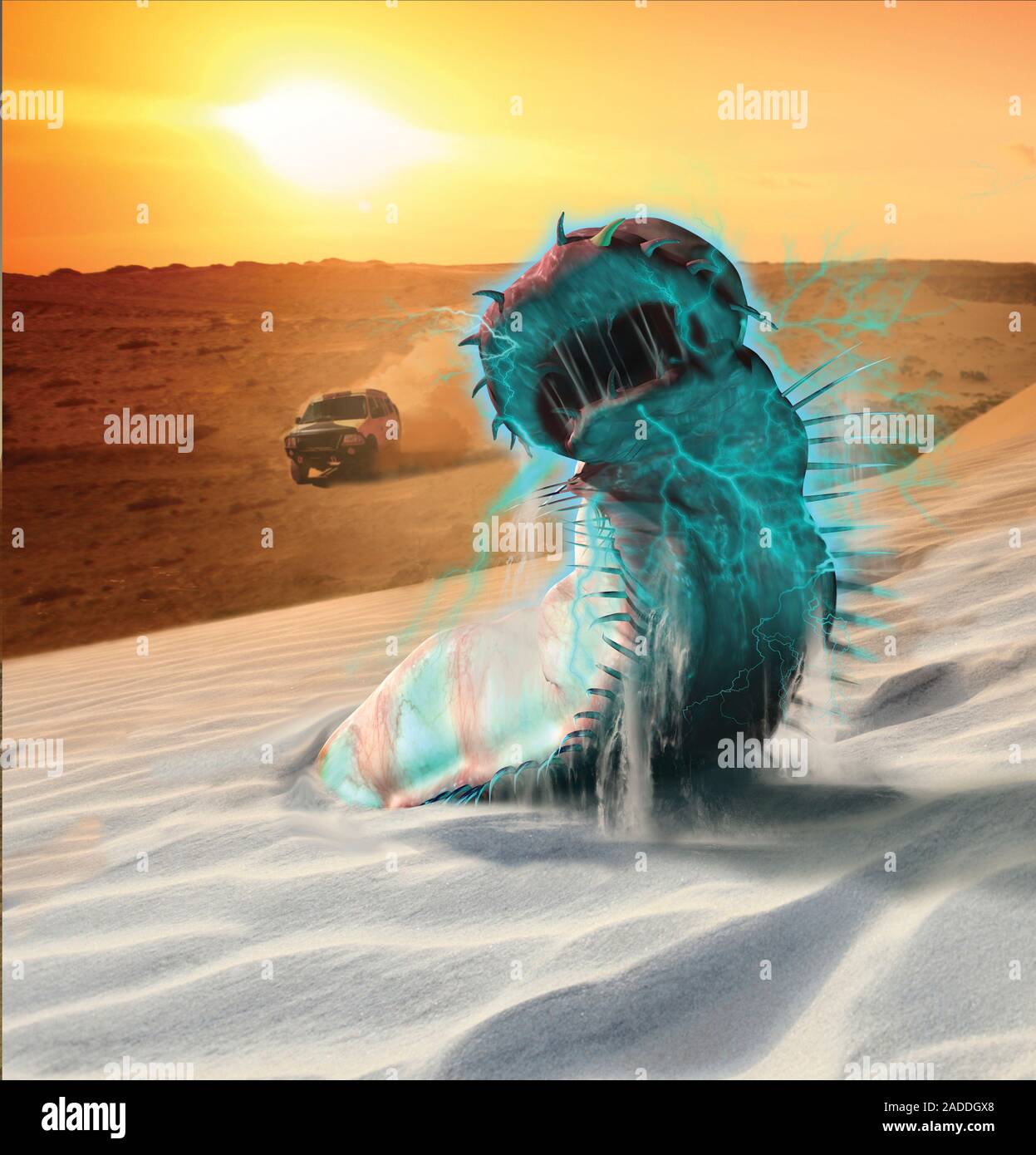 Mongolian death worm, illustration. This large creature is said to live ...