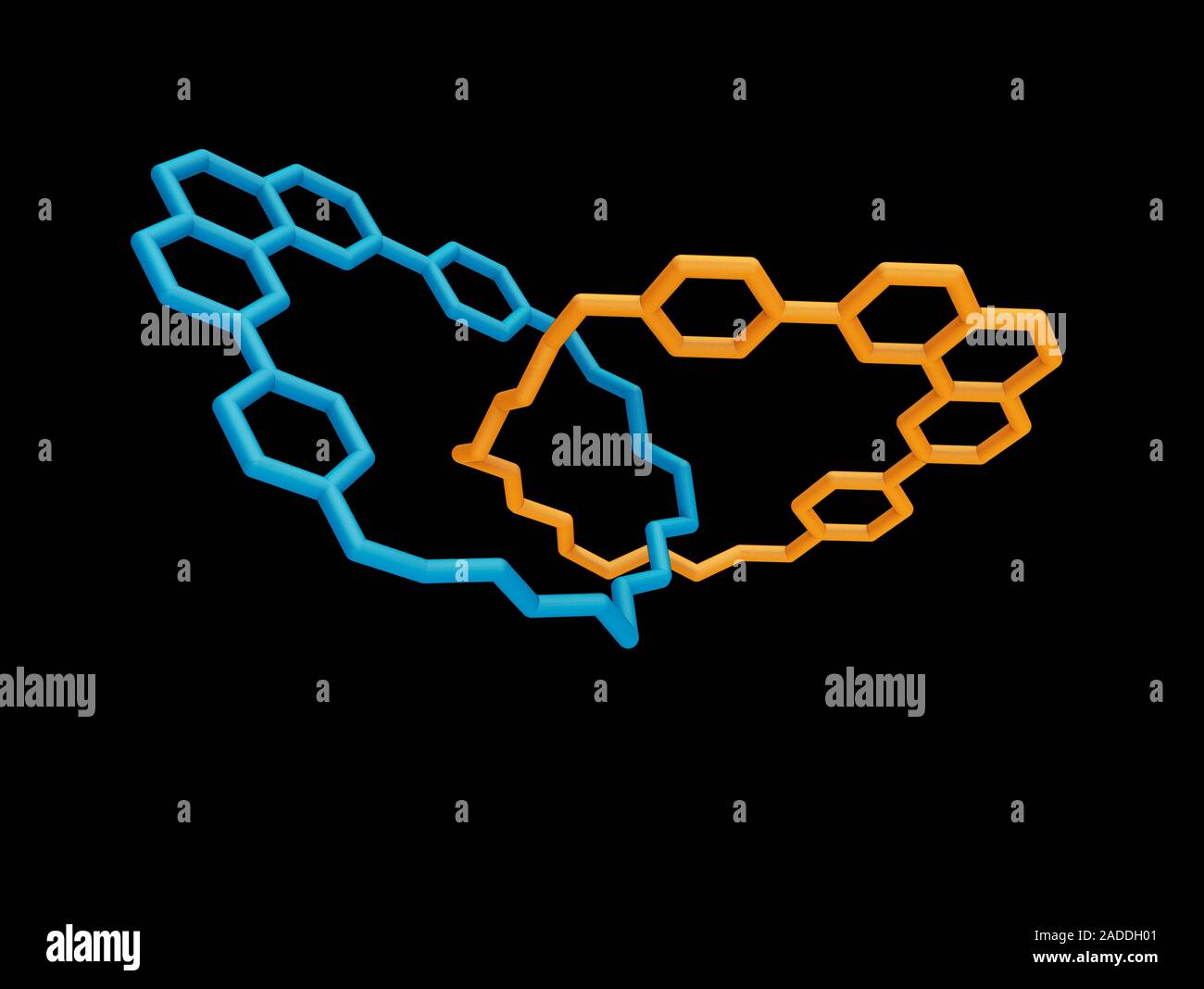 Molecular model of a catenane, a type of mechanically-interlocked ...