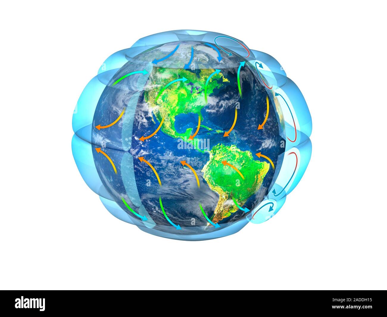Global winds. Illustration showing surface winds and vertical wind ...