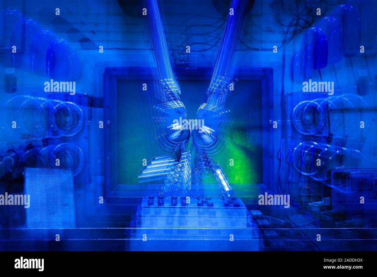 Research nuclear reactor hot cell, abstract image. This area is a ...