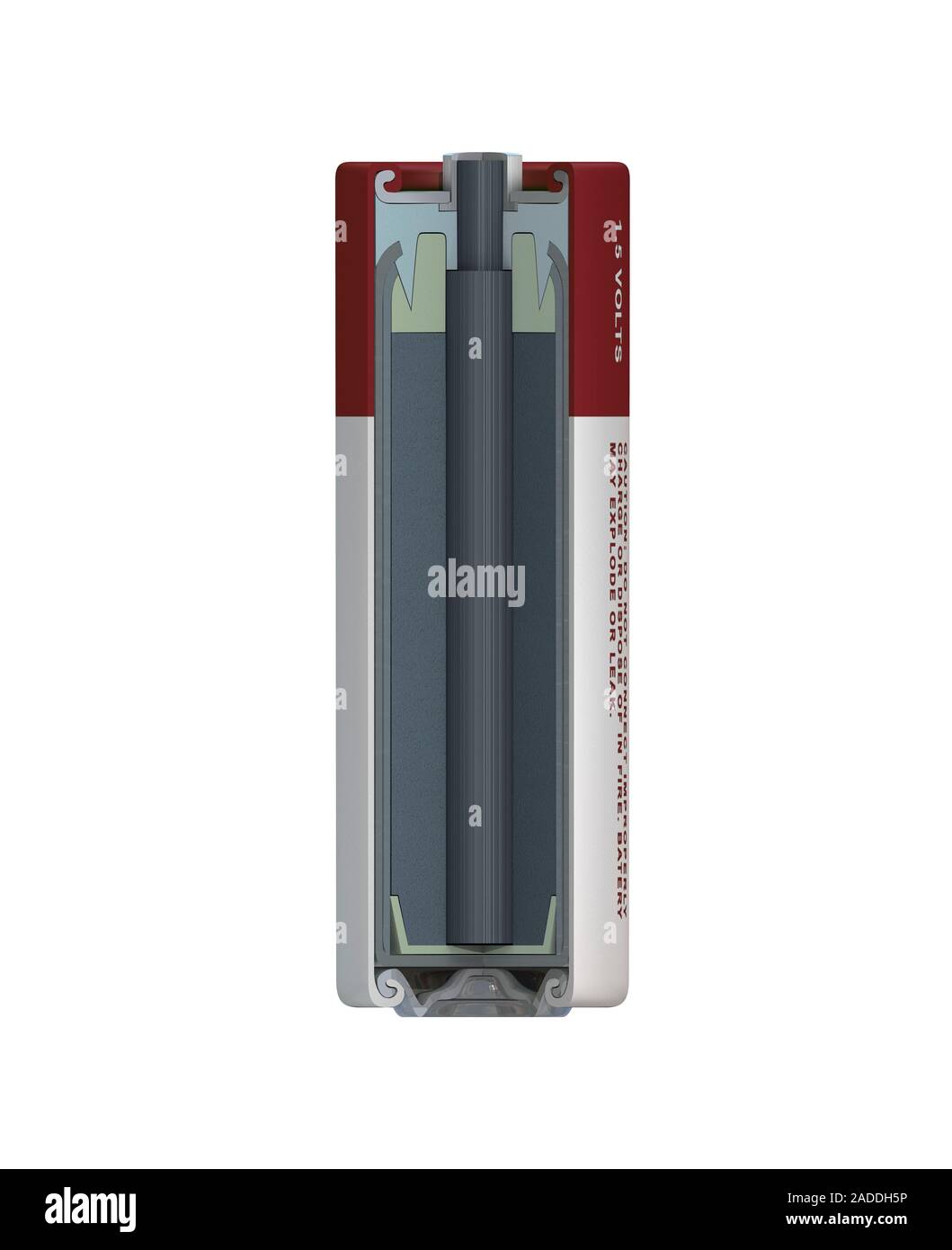 Zinc chloride battery. Cut-away illustration showing the typical ...