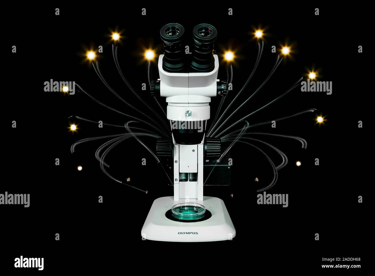 Optical microscope, abstract image. Light microscope with binocular ...