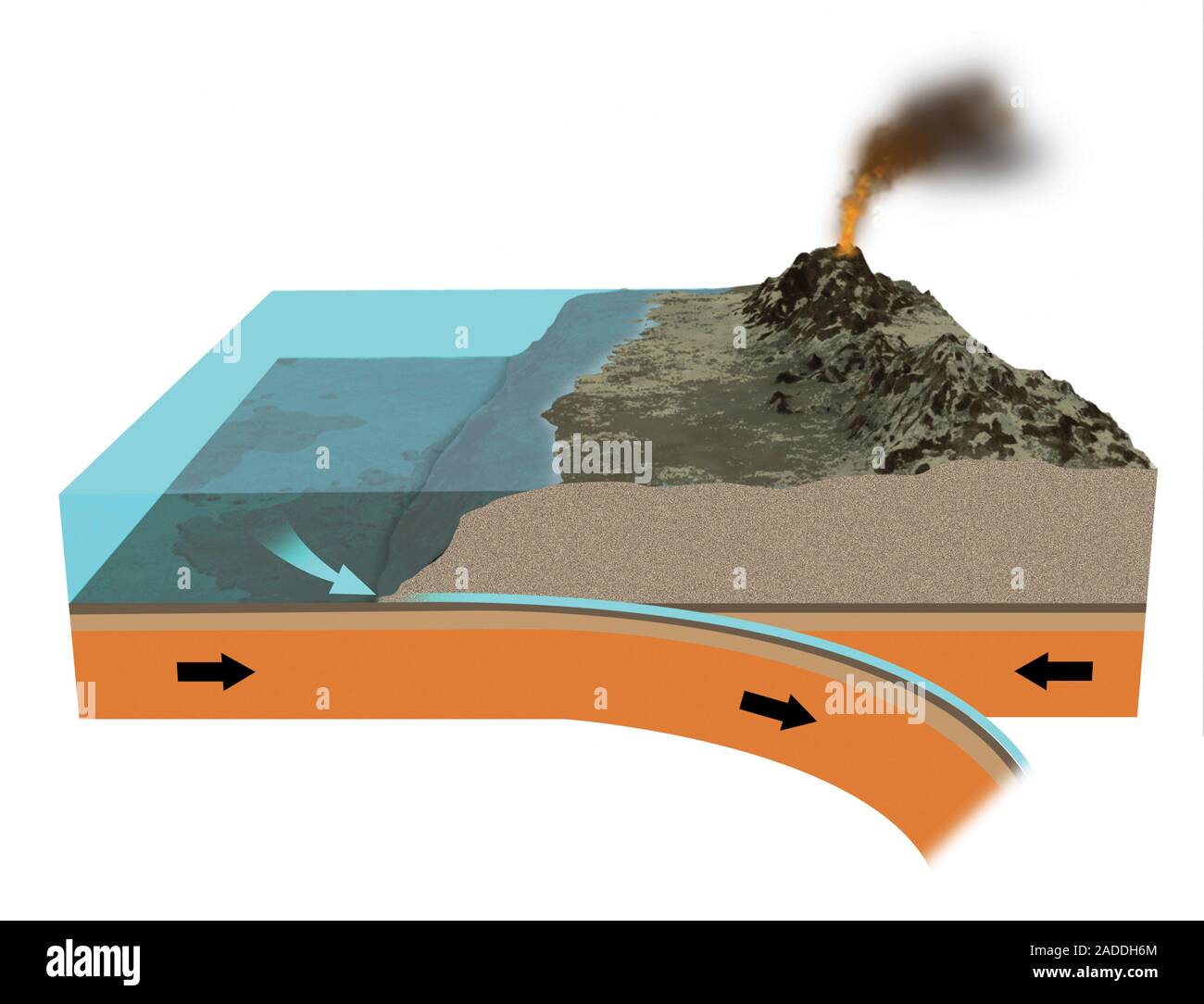 Subduction zone processes. Cutaway illustration showing the geological ... Subduction zone processes. Cutaway illustration showing the geological ...