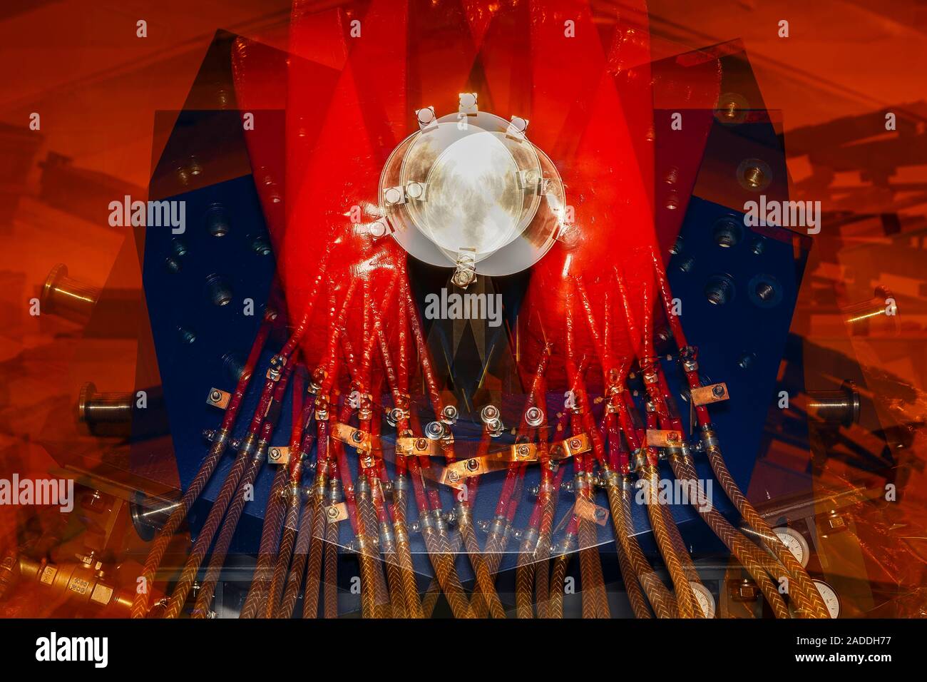 Particle accelerator dipole magnets, abstract image. These magnets are ...