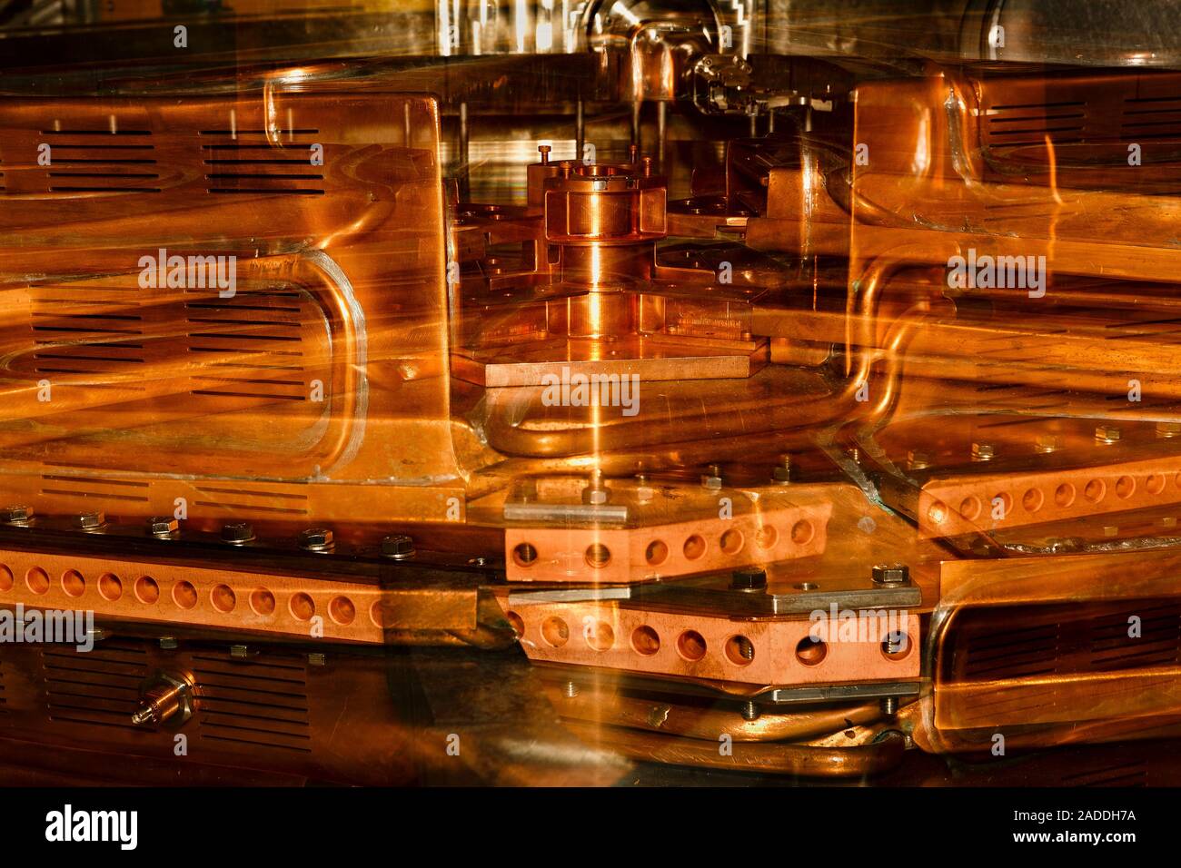 Cyclotron particle accelerator, abstract image. This internal part of ...