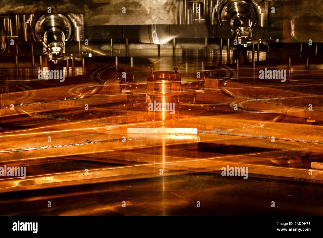 Cyclotron particle accelerator, abstract image. This internal part of ...