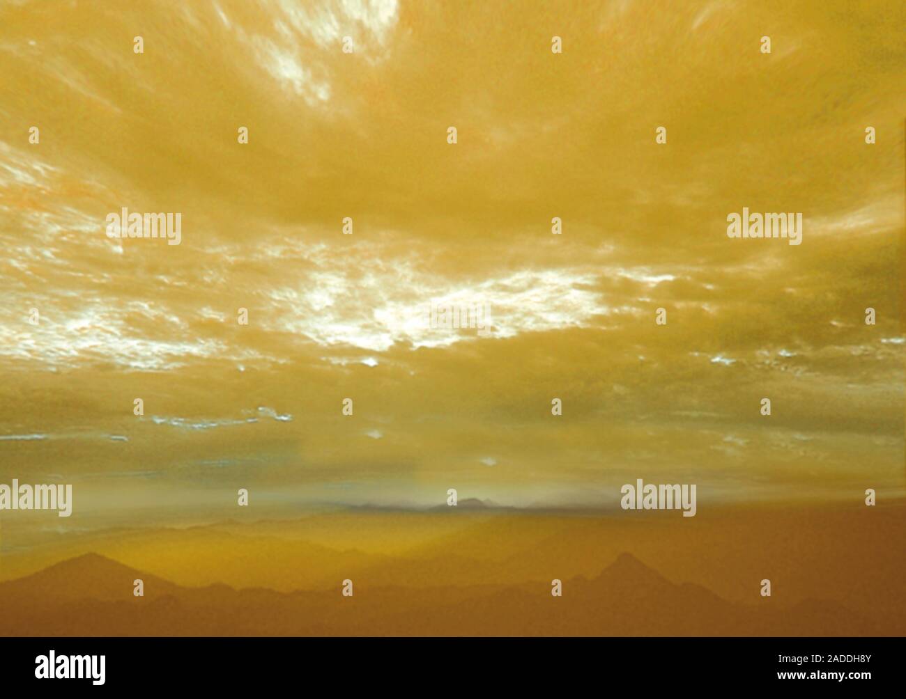 Atmosphere and surface of Venus, illustration. This is the hottest ...