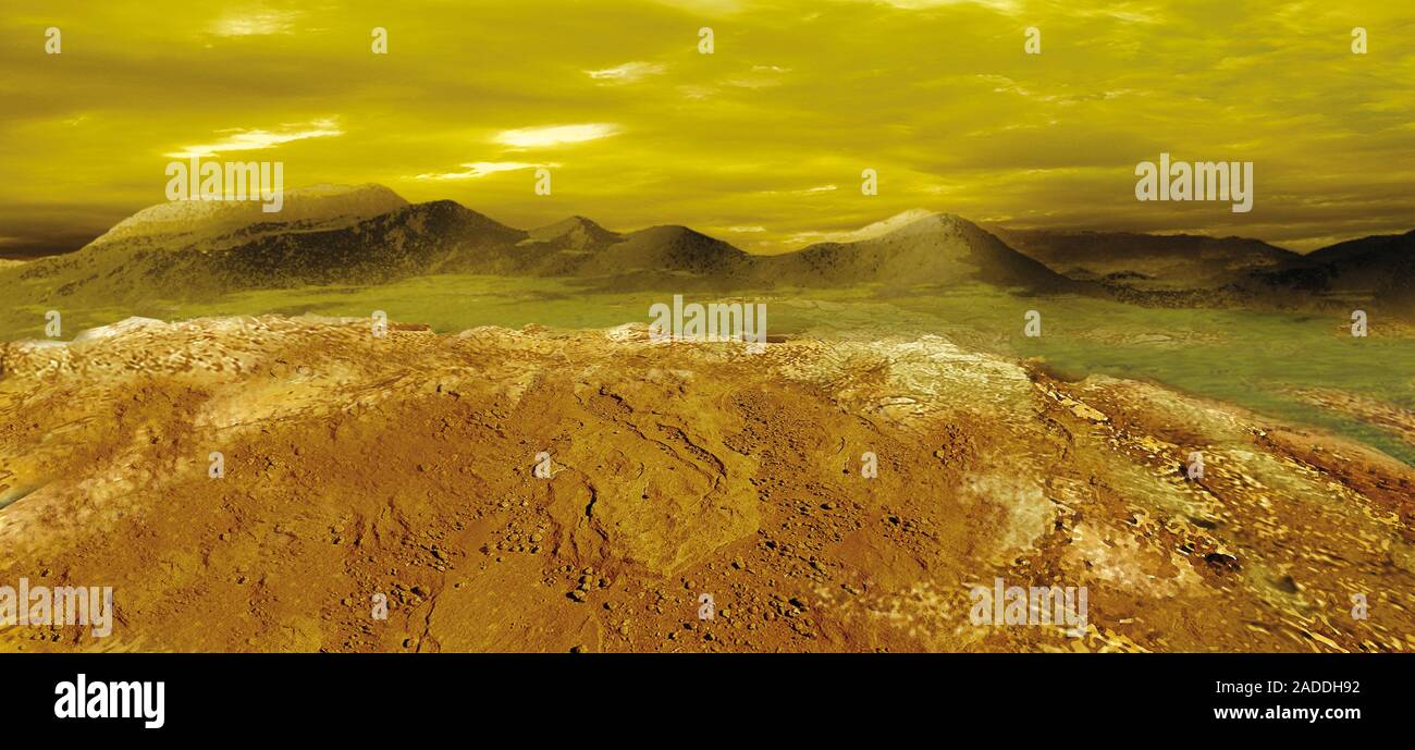 Surface of Venus, illustration. This is the hottest planetary surface ...