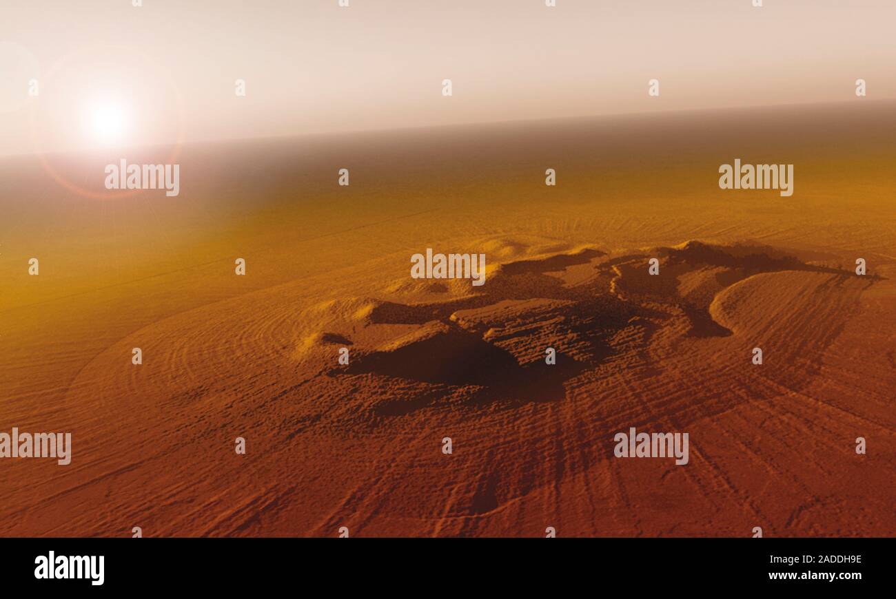 Face on Mars, illustration. This eroded mesa-like formation, located in ...