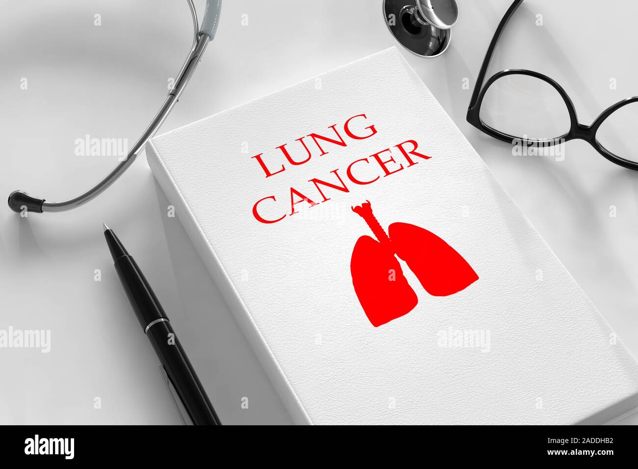 Lung cancer research and treatment, conceptual image. The book cover ...