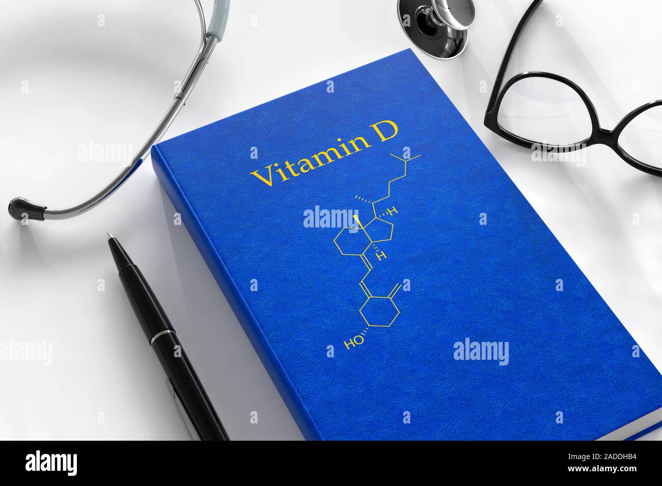Vitamin D research, conceptual image. Vitamin D (molecular structure ...