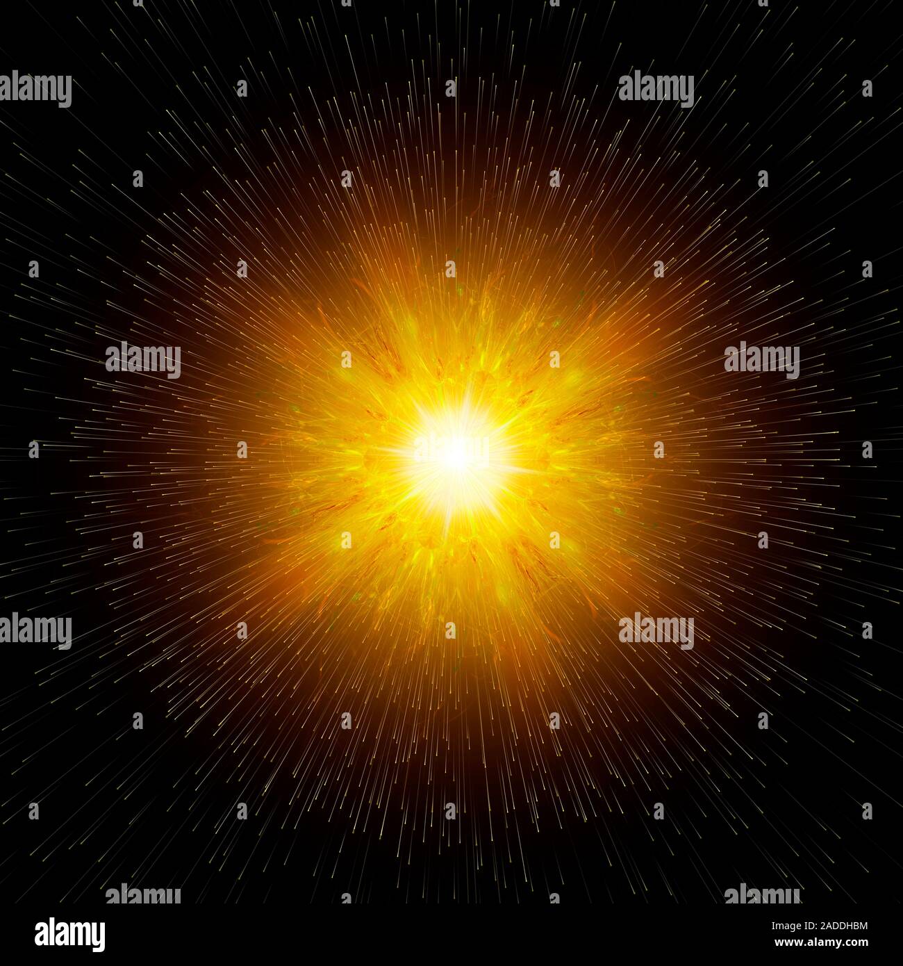 Supernova, illustration. This explosive event is the result of a ...