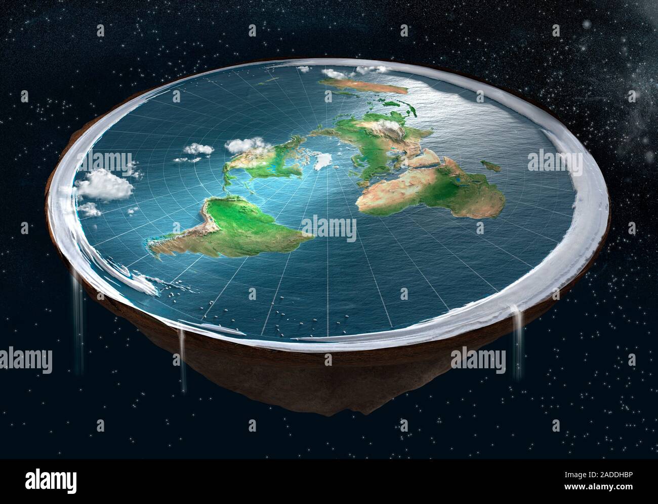Flat Earth, illustration. Many ancient cultures thought the Earth was ...
