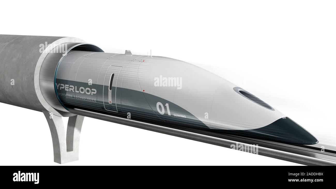 Hyperloop transport. Illustration of a planned high-speed transportation system known as the ...