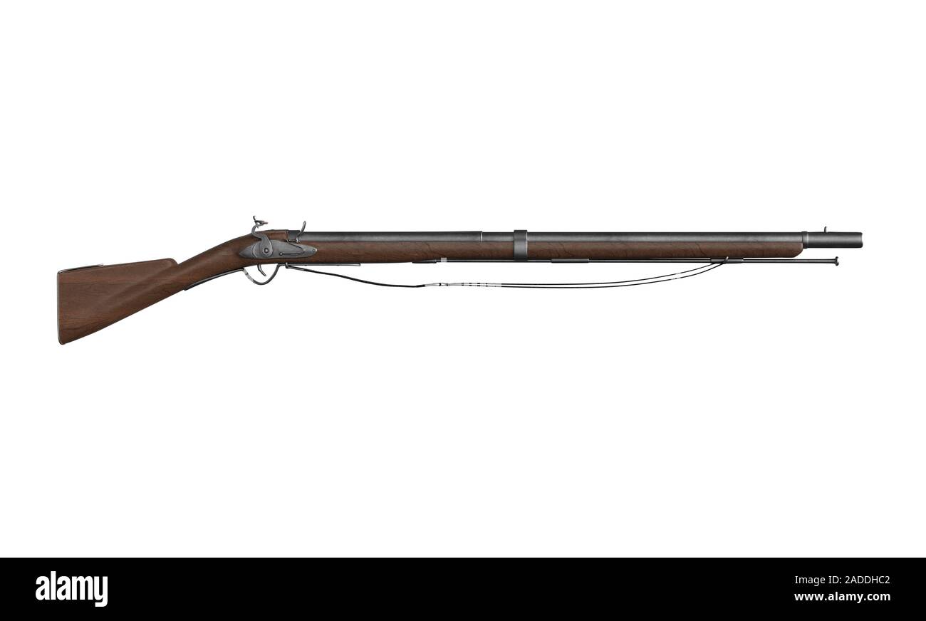 Brown Bess, British Army musket, illustration. This weapon was in use ...