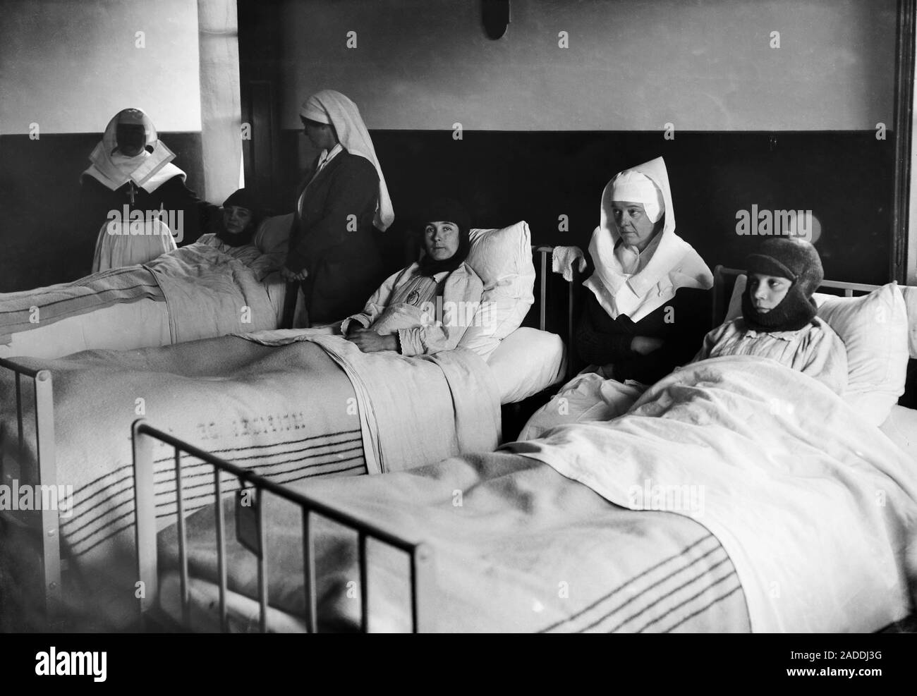 Red Cross tuberculosis hospital. Nurses with tuberculosis patients on ...