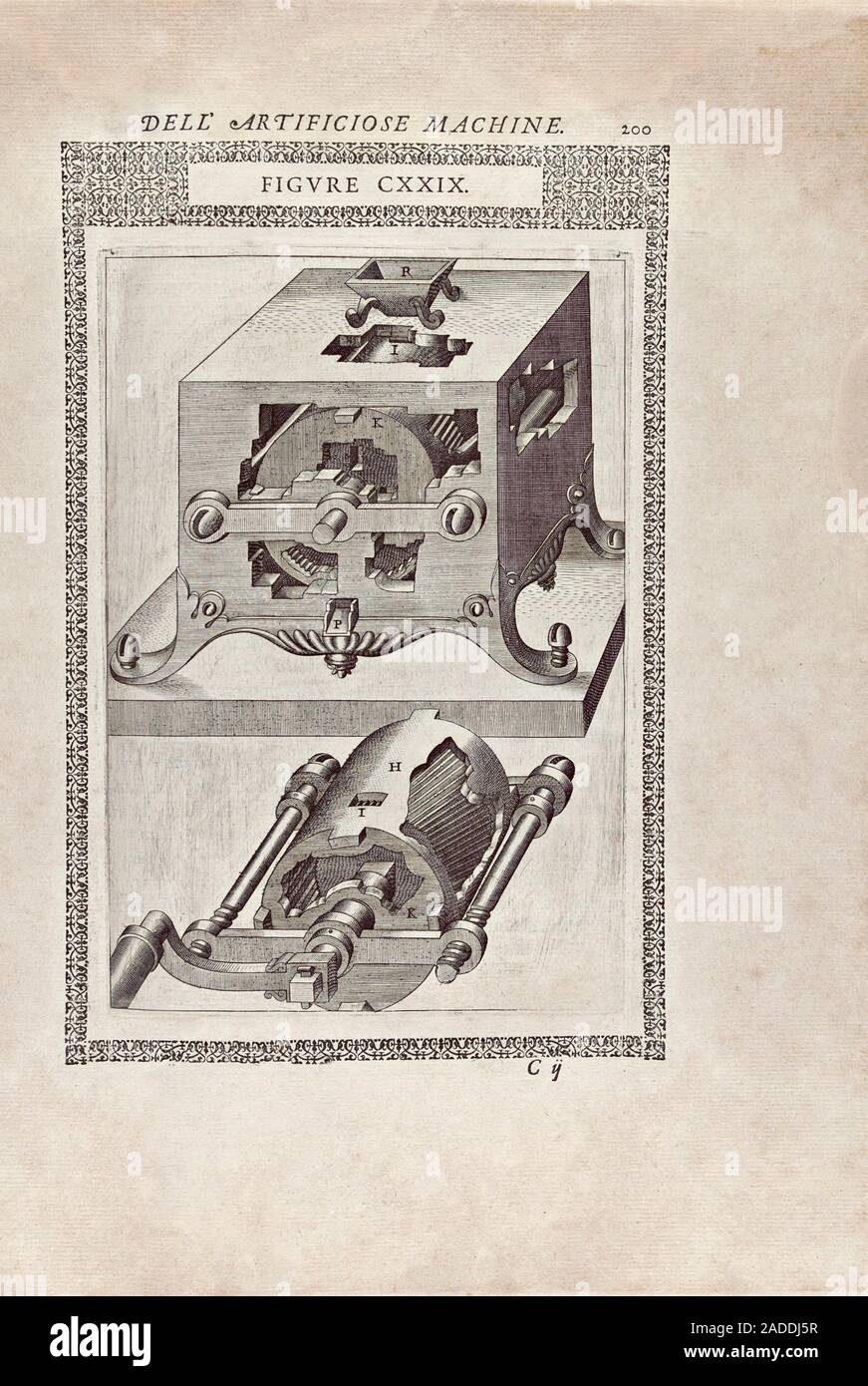 Roller mill. 16th-century illustration of the workings of a machine ...