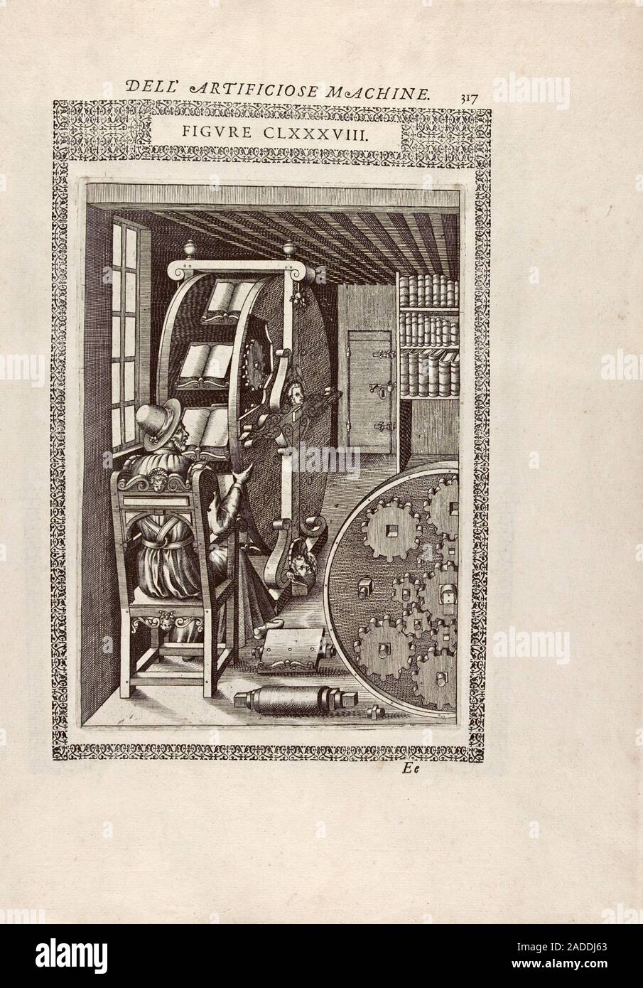 Rotary reading wheel. 16th-century illustration of the workings of a ...