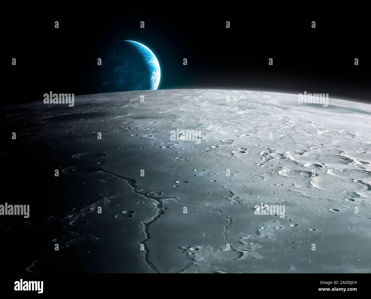 Illustration of the Earth seen from the limb of the Moon. The Earth is ...