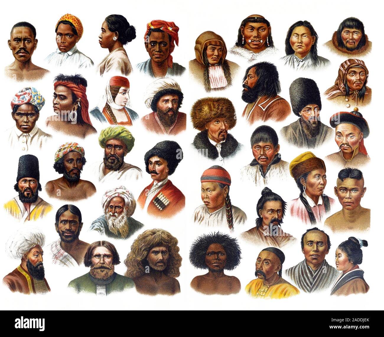 Asiatic peoples. Illustration showing people of diverse ethnicities and ...