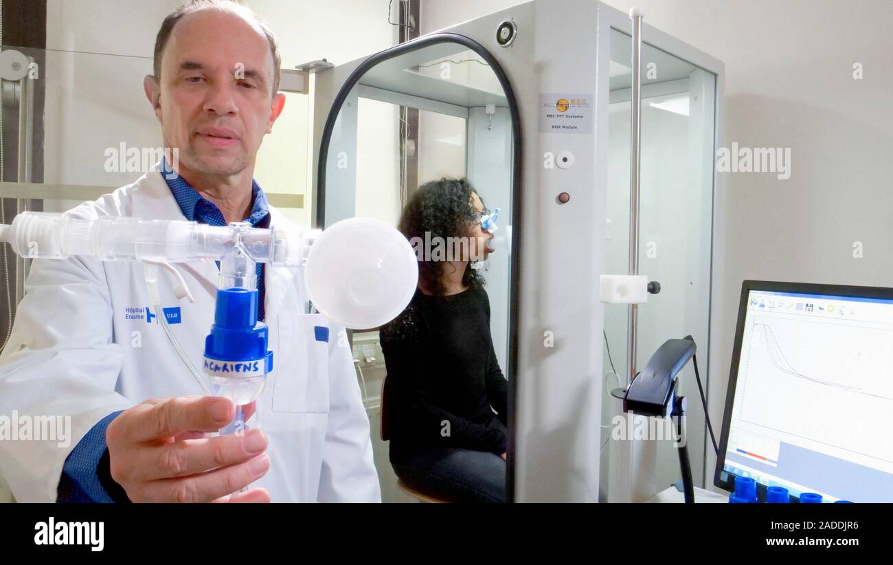Dust mite desensitization treatment. Patient undergoing a bed mite ...