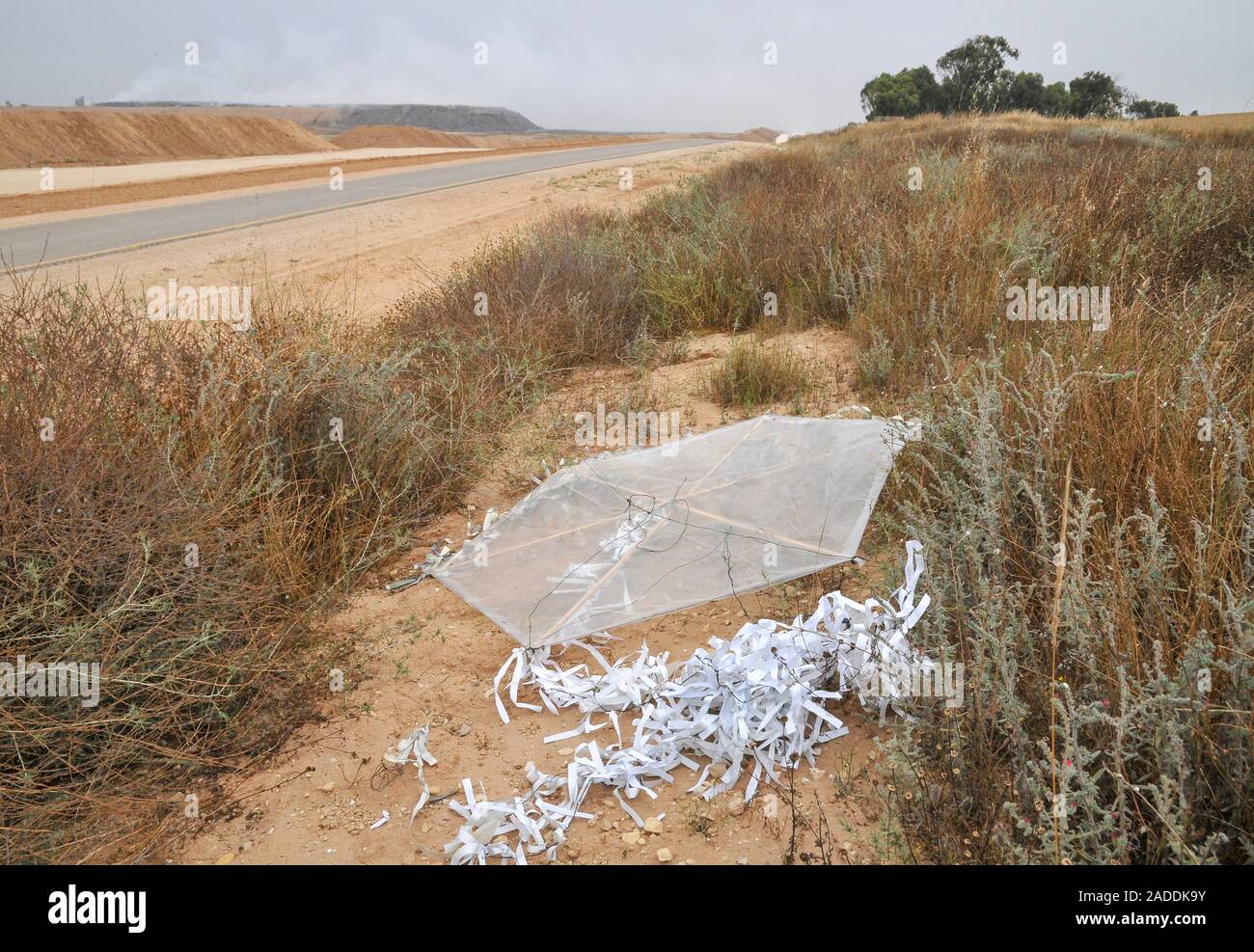 Kite bomb. Simple, homemade kite flown over the Israeli border from ...