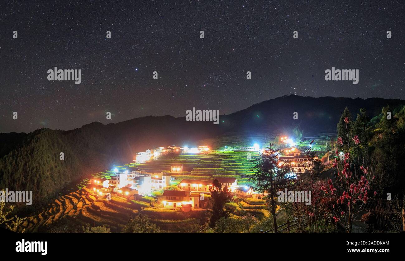 Light pollution over village in Kaihua, China. Light from human ...