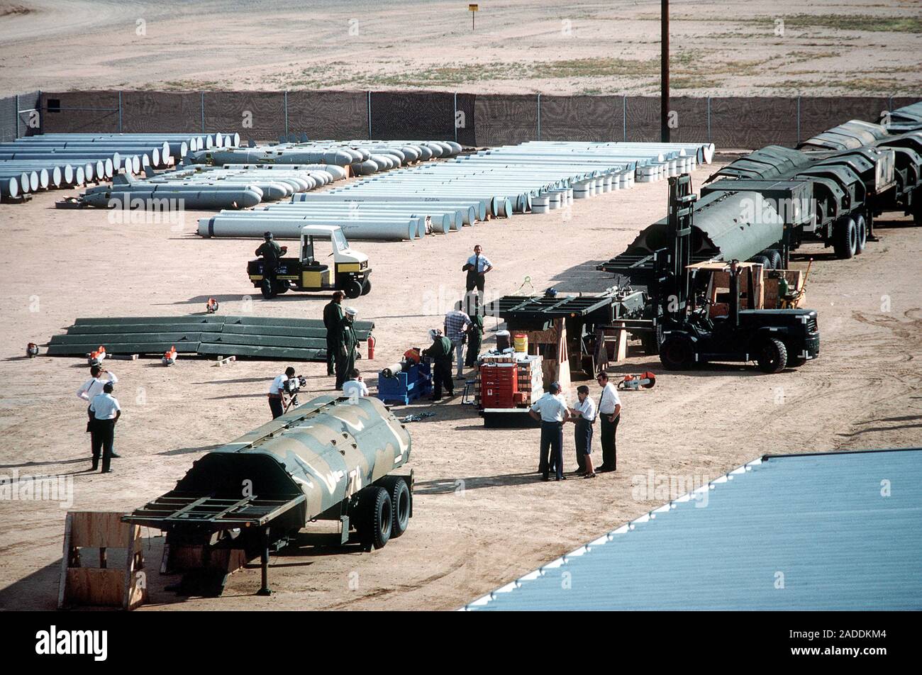 Ground launched cruise missile (GLCM) weapons systems being destroyed ...